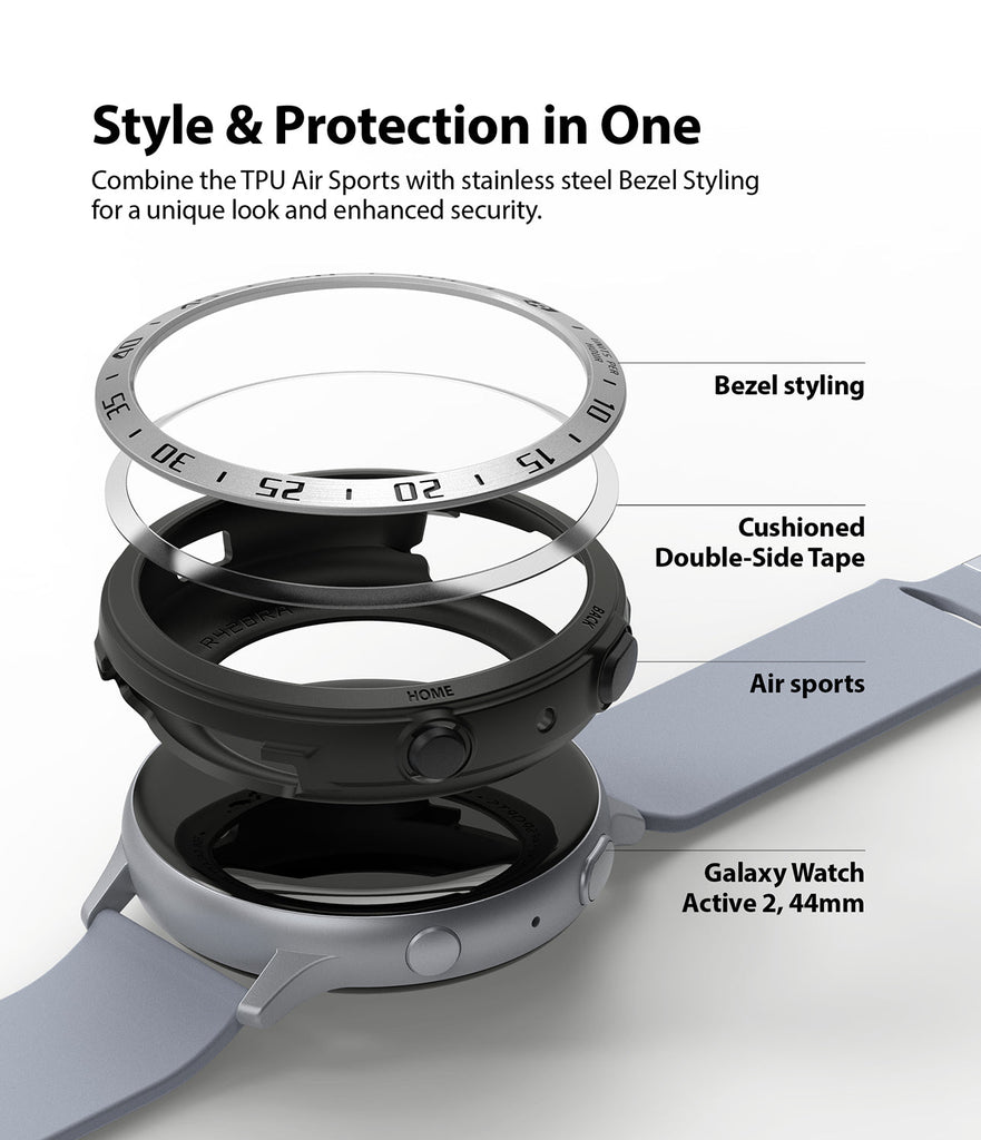 Galaxy Watch Active 2 44mm Case | Air Sports Black + Bezel Styling 20 ...