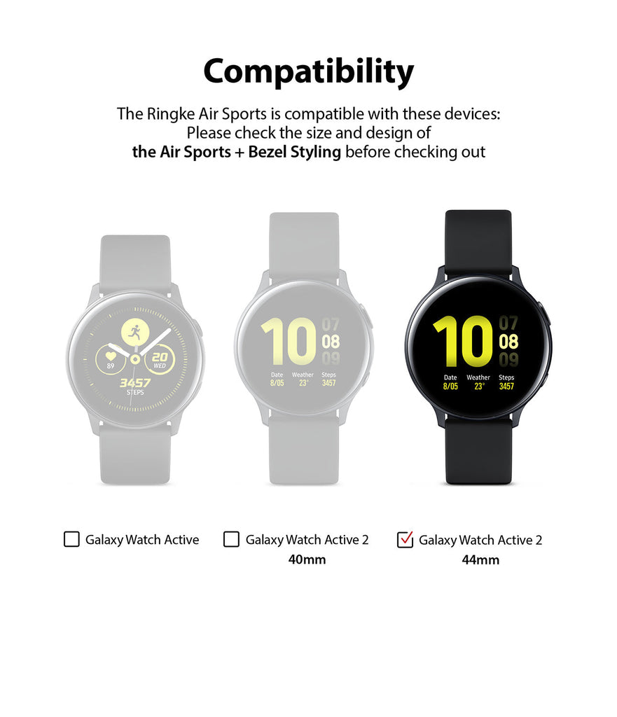 Galaxy Watch Active 2 44mm Case | Air Sports Black + Bezel Styling 20 ...